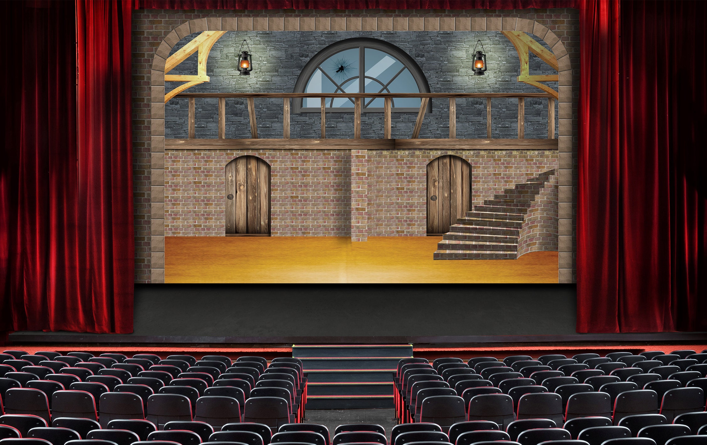 Old Style / Workhouse Interior Stage Backdrop Digital Format for ...