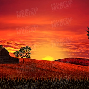 Landscape With Fields at Dusk/dawn Stage Backdrop in Digital Format for ...