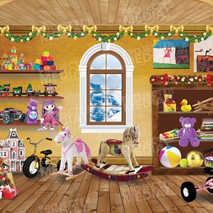 Toy Room / Workshop Christmas Backdrop in Digital Format for Projection ...