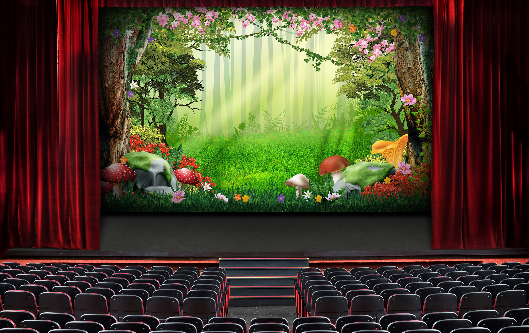 Forest Clearing Stage Backdrop Digital Format for Projection Onto ...