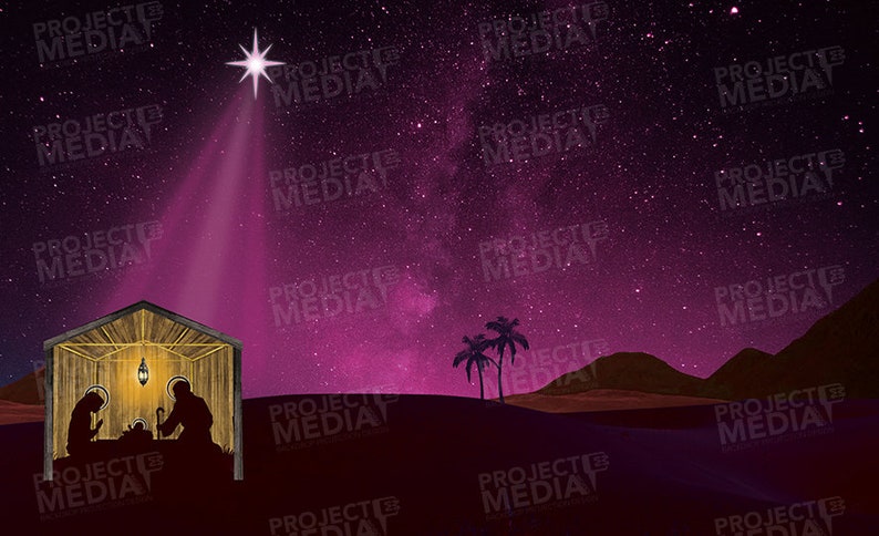 Christmas Jesus in Manger Stage Backdrop in Digital Format for ...