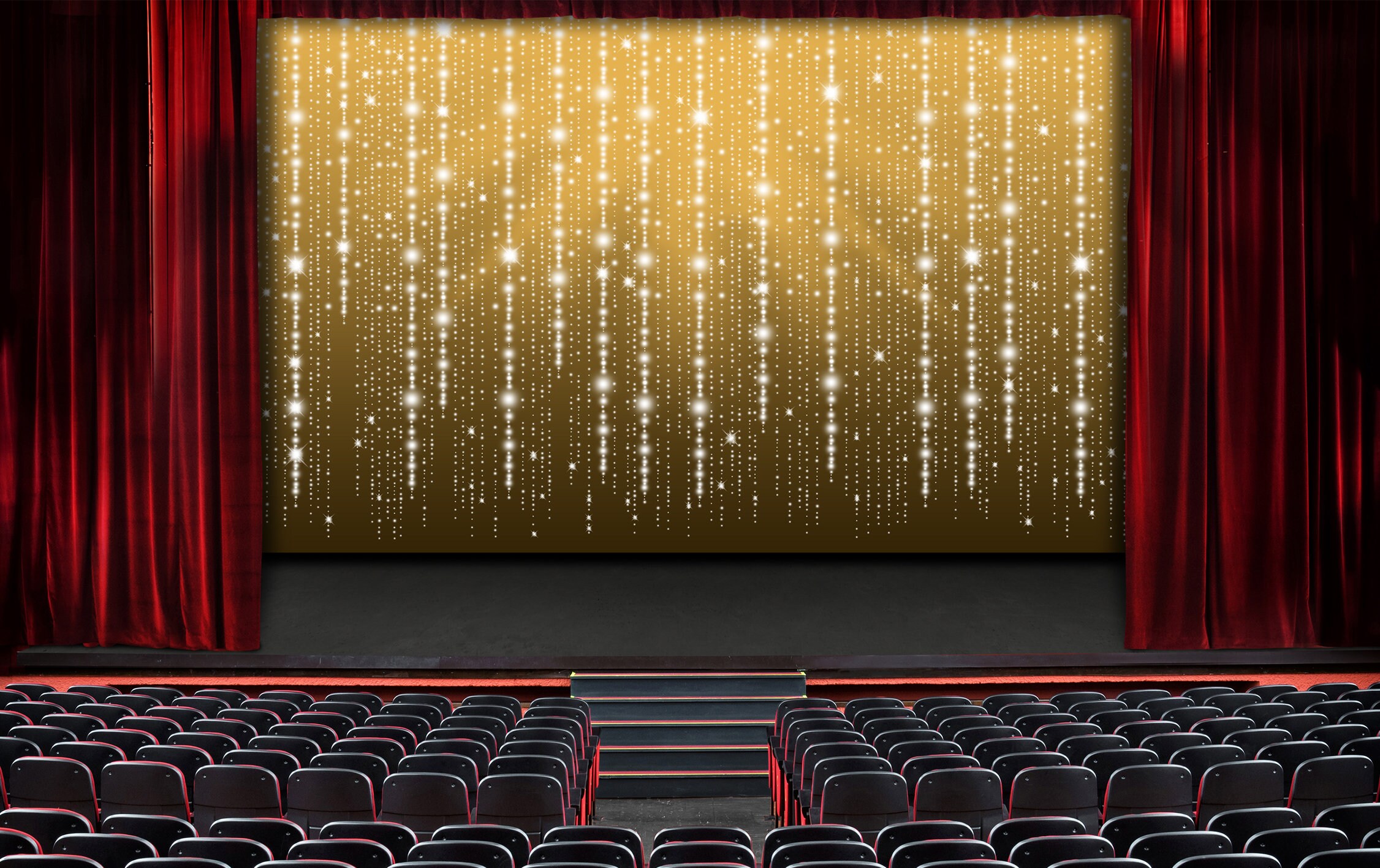 Sparkling Curtain Style Golden Backdrop in Digital Format for ...