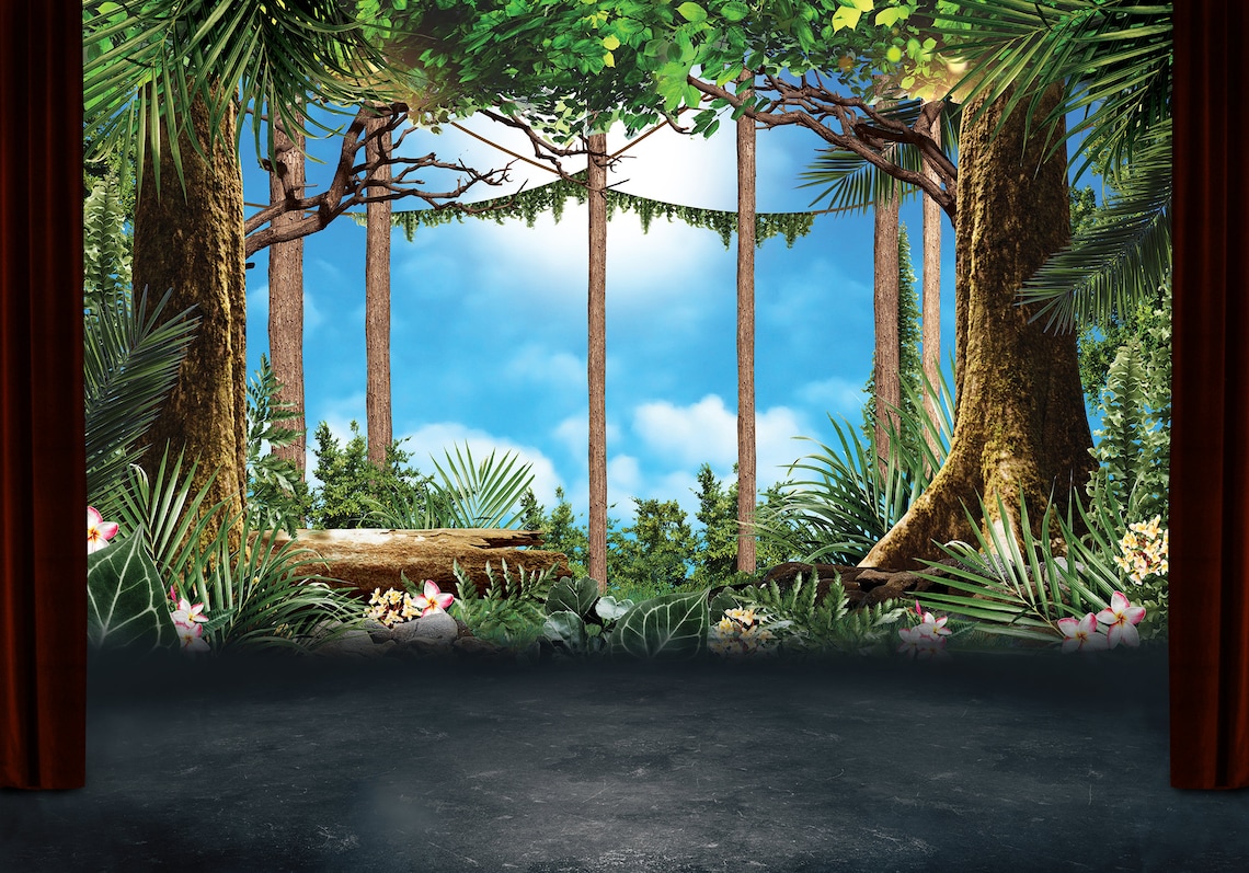 Jungle / Forest Leading to Light Stage Backdrop in Digital Format for ...