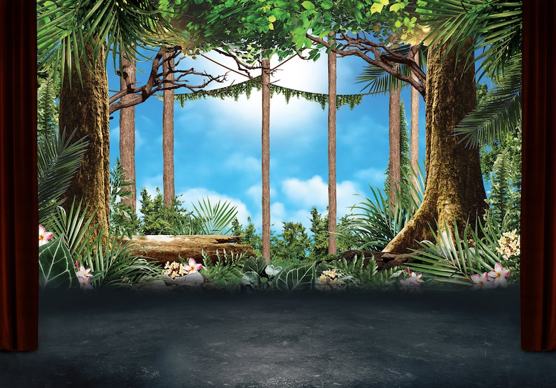 Jungle / Forest Leading to Light Stage Backdrop in Digital Format for ...