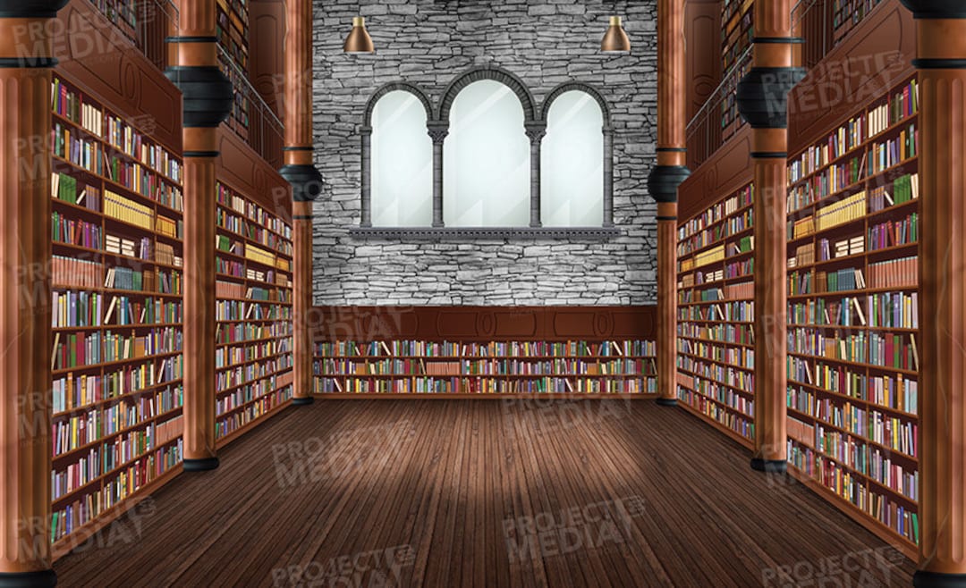 Grand Library / Study Hall Stage Backdrop in Digital Format for ...