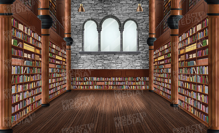 Grand Library / Study Hall Stage Backdrop in Digital Format for ...