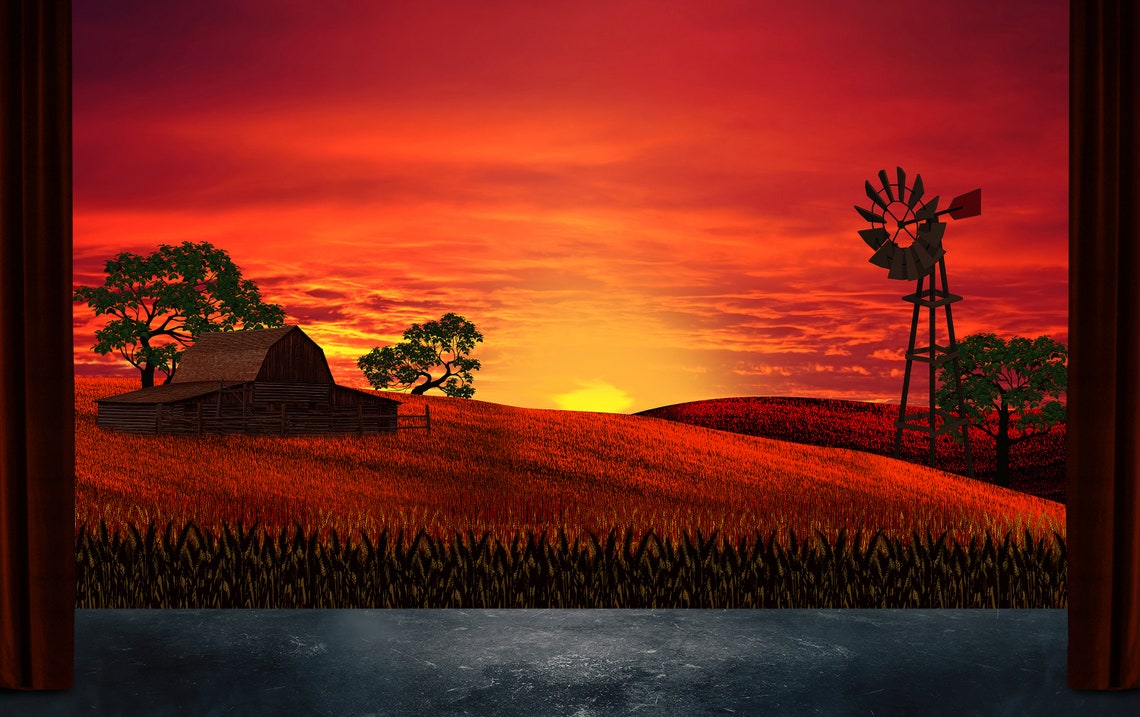 Landscape With Fields at Dusk/dawn Stage Backdrop in Digital Format for ...