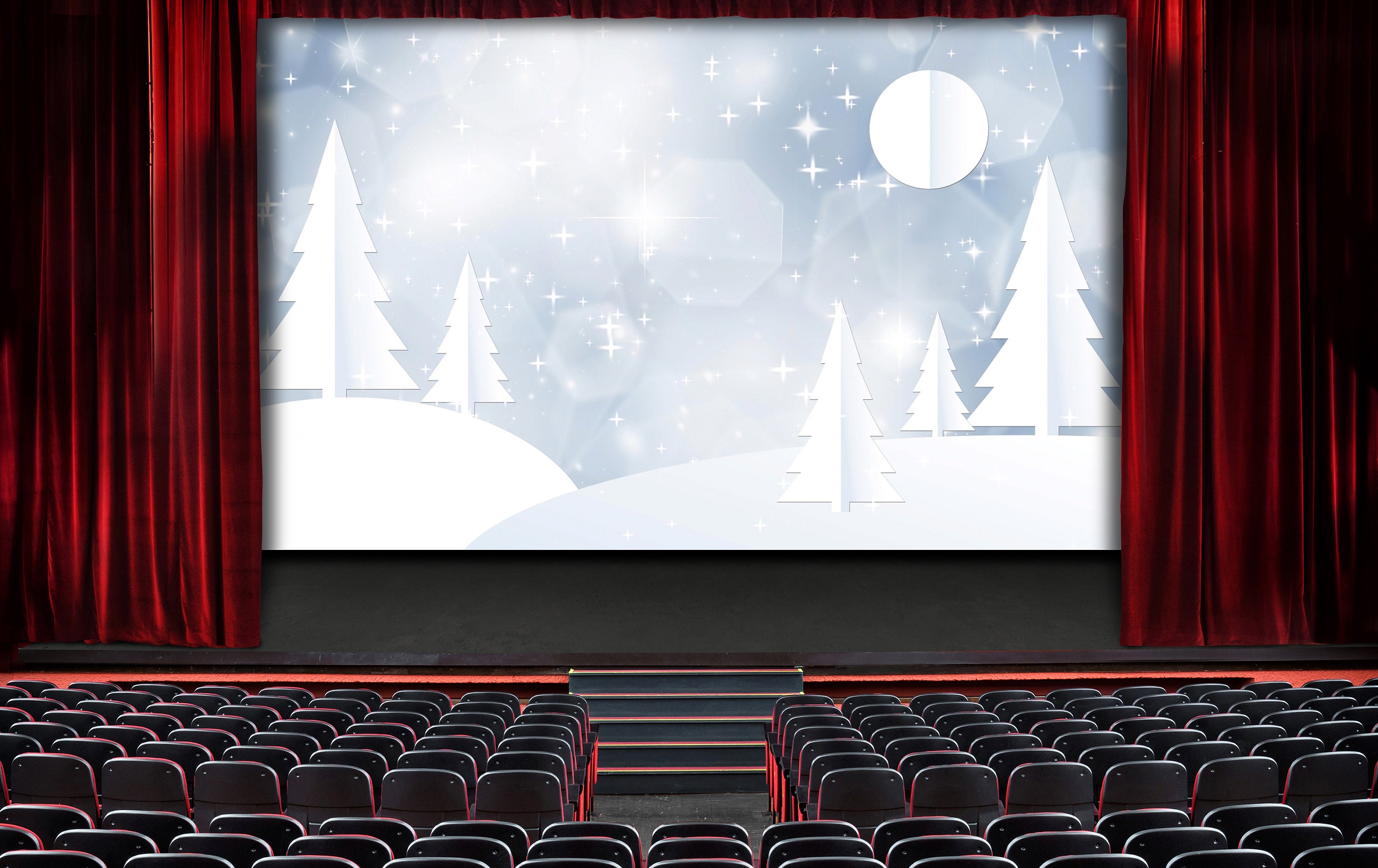 Animated Christmas and Winter Snowscape With Slowly Falling Stars Stage ...