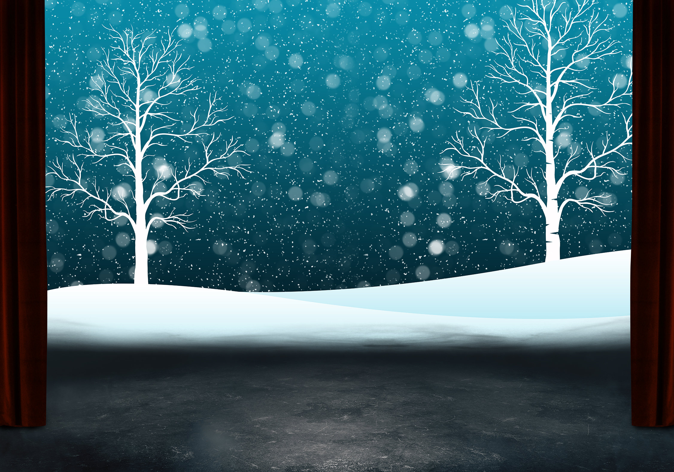Christmas, Winter & Snow With Trees Backdrop in Digital Format for ...