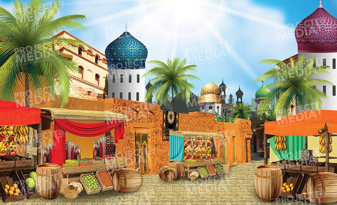 Arabian Market Stage Backdrop in Digital Format for Projection Onto ...