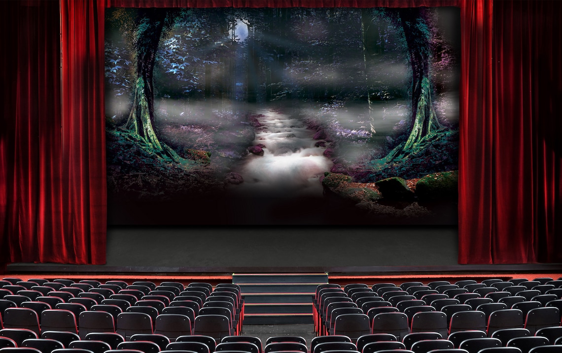 Forest River With Fog Stage Backdrop in Digital Format for Projection ...