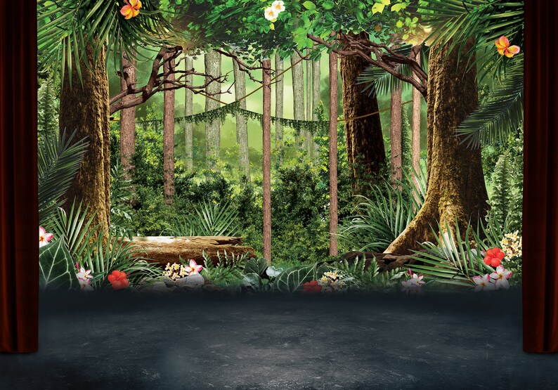 Thick Jungle / Forest Day Time Stage Backdrop in Digital Format for ...