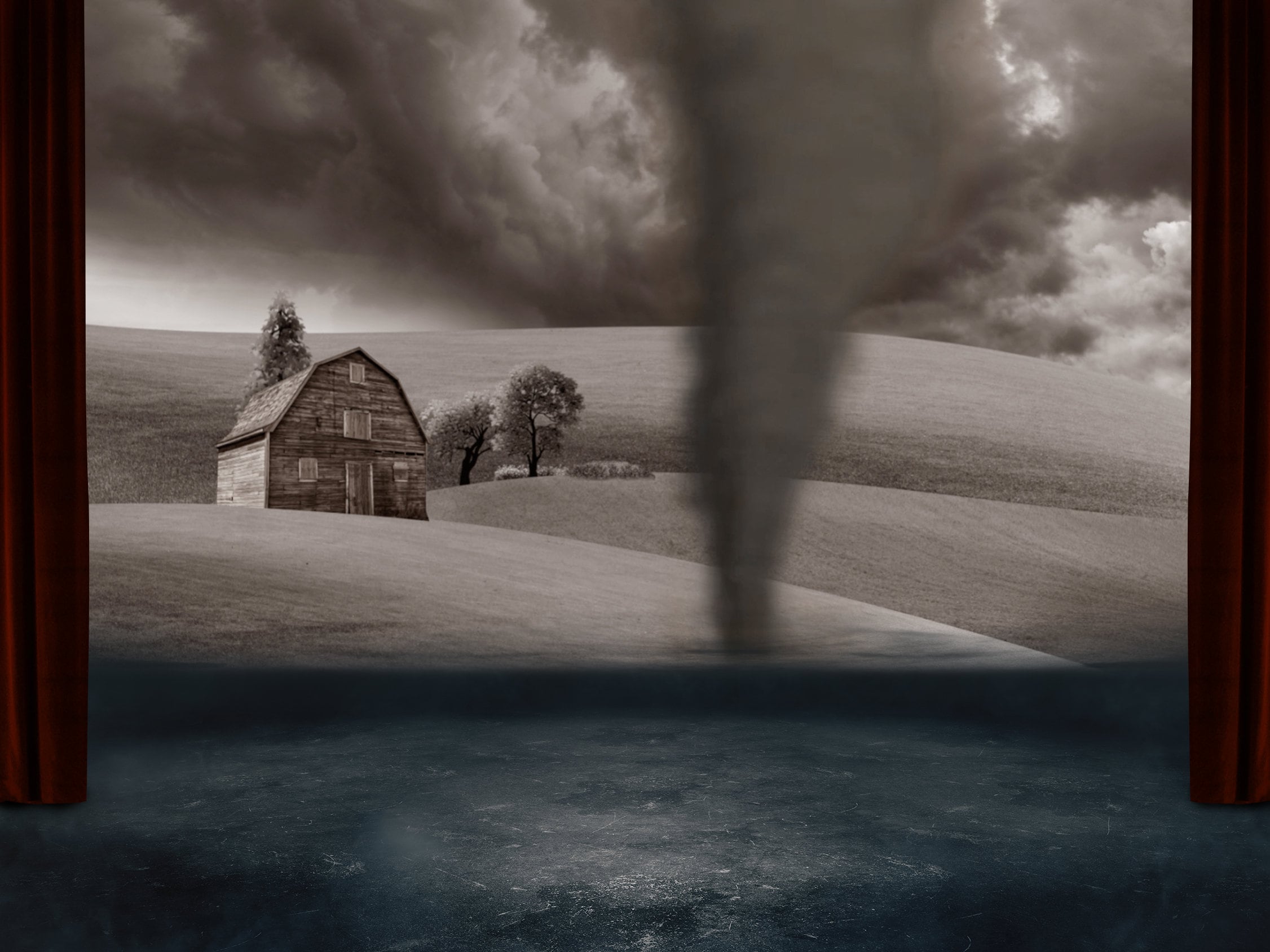 Tornado in Countryside Animated Stage Backdrop in Digital Format for ...