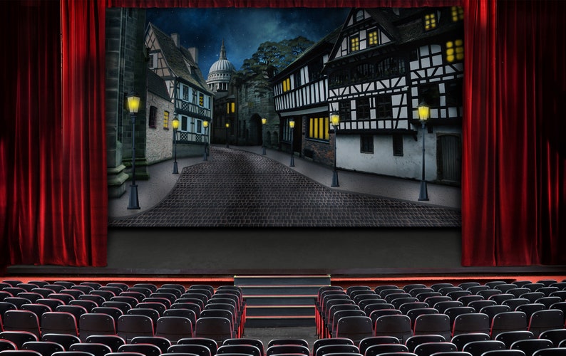 Old Street Scene at Night 2 Stage Backdrop Digital Format for ...