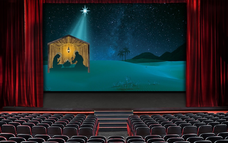 Christmas Jesus in Manger Stage Backdrop in Digital Format for ...