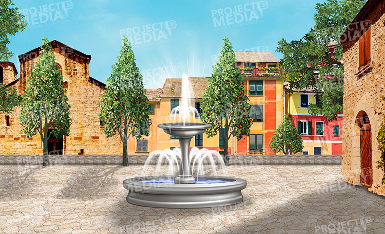 Italian / Mediterranean Town Stage Backdrop in Digital Format for ...
