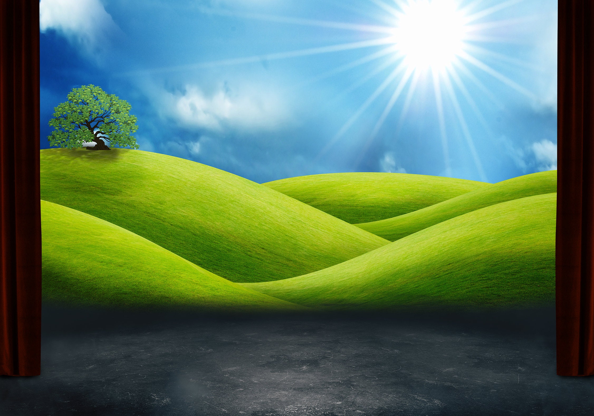 Rolling Hills Countryside Landscape Daytime Stage Backdrop in Digital ...