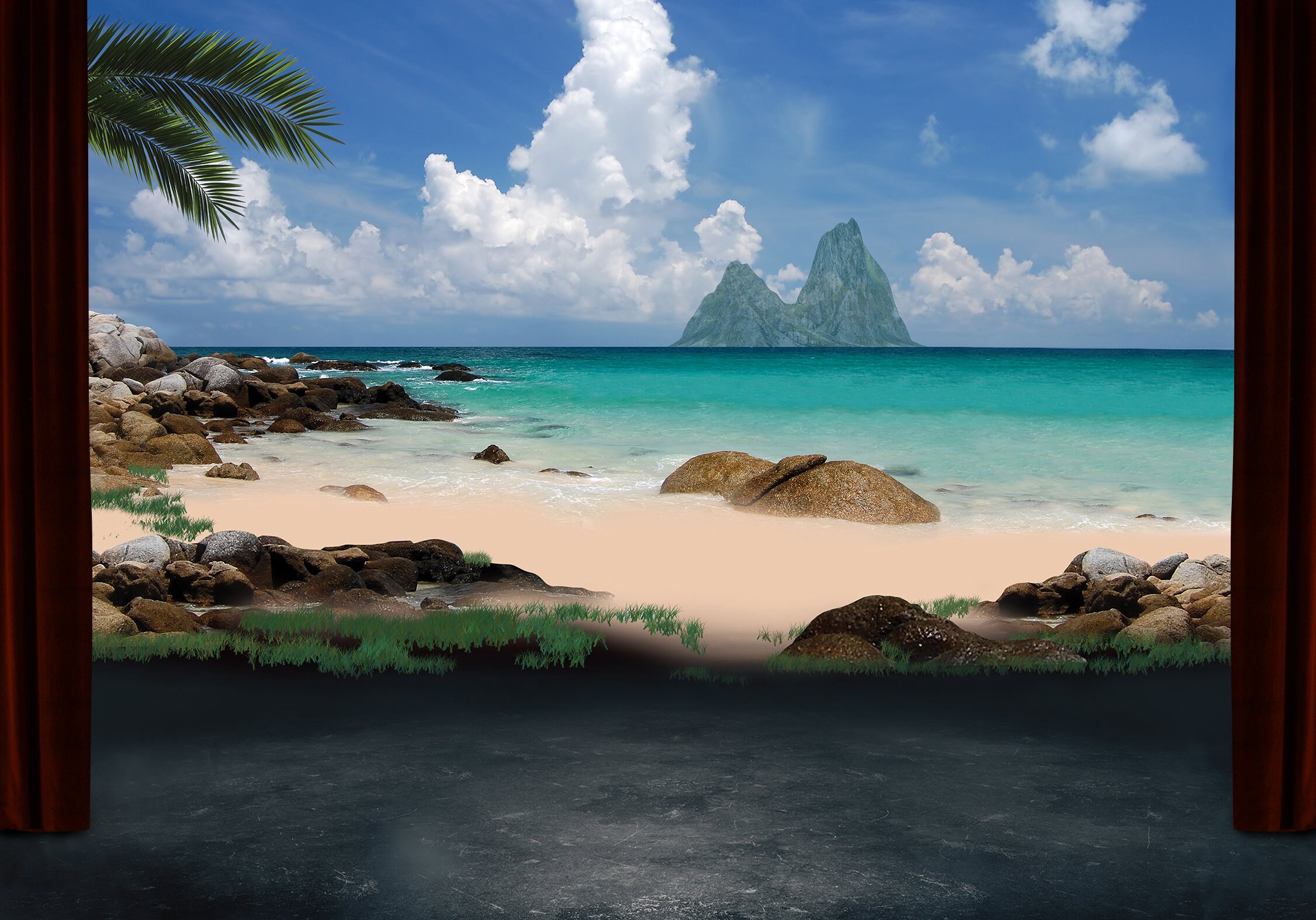 Tropical Beach and Sea Stage Backdrop in Digital Format for Projection ...