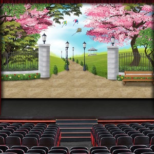 Park Scene With Kites Stage Backdrop in Digital Format for Projection ...