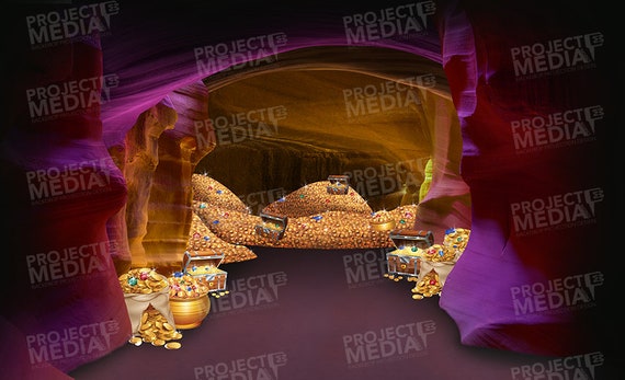 Cave Filled With Treasure Stage Backdrop in Digital Format for - Etsy