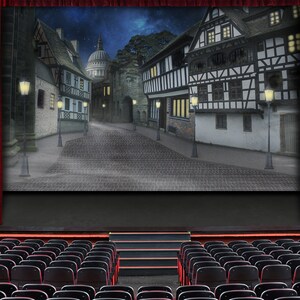 Old Street Scene at Night With Fog Stage Backdrop Digital Format for ...
