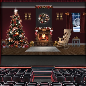 Winter and Christmas Stage Backdrop in Digital Format for Projection ...