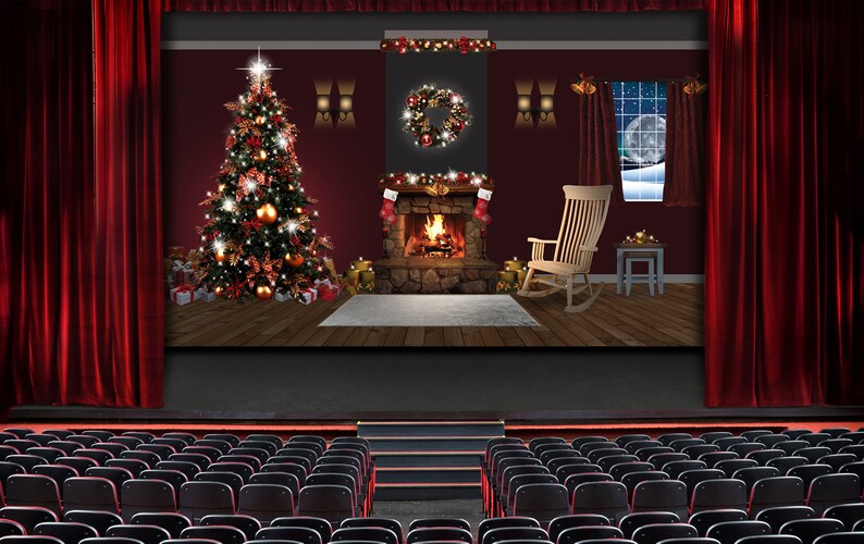 Winter and Christmas Stage Backdrop in Digital Format for Projection ...