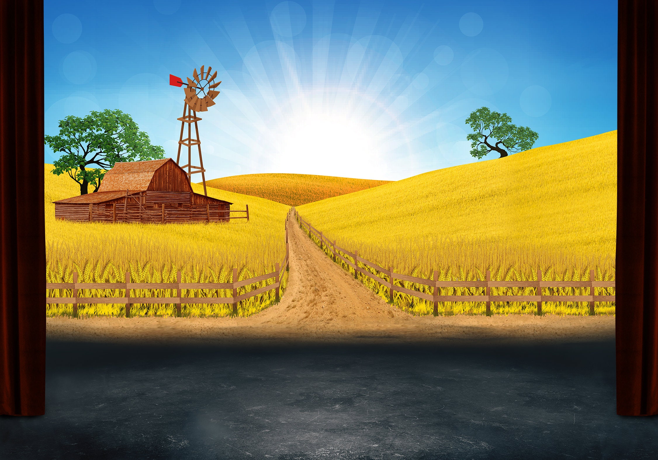 Crop Field Daytime Stage Backdrop in Digital Format for Projection Onto ...
