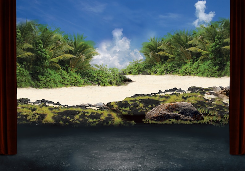 Tropical Beach Backdrop 2 Stage Backdrop in Digital Format for ...
