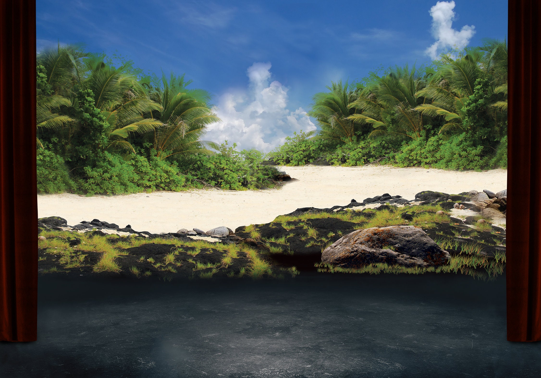 Tropical Beach Backdrop 2 Stage Backdrop in Digital Format for ...