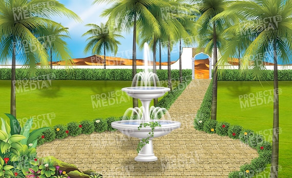 Arabian / Tropical Garden Stage Backdrop in Digital Format for - Etsy
