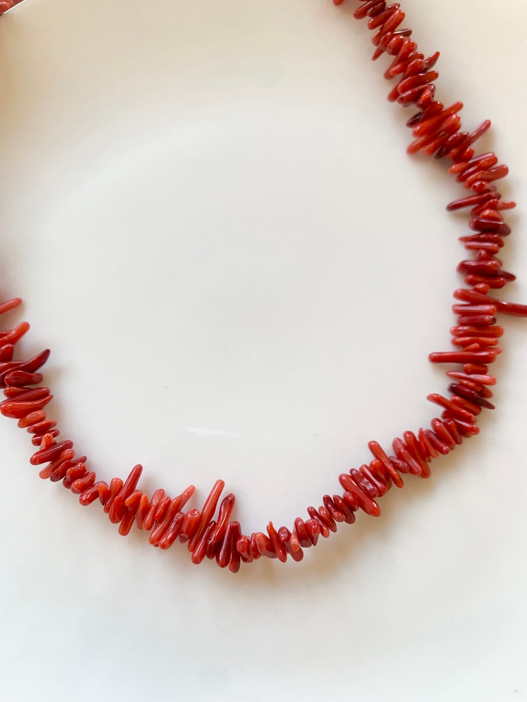 Red Coral Chip Necklace Natural Coral Choker for Women Irregular Red ...