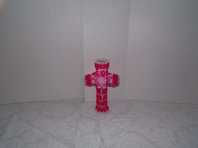 Candle Illuminated Bright Pink Beaded Cross - Etsy