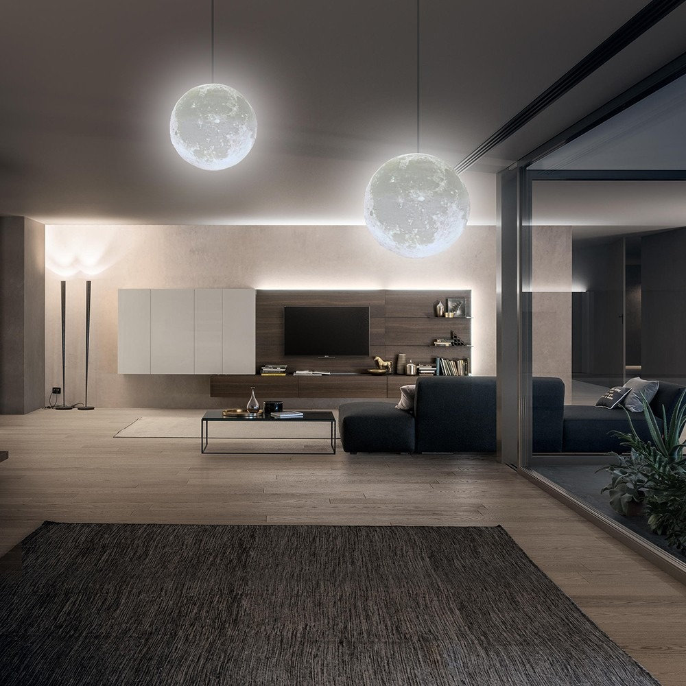 3D Moon Pendant Light Lamp | LED Space Planet Ceiling Light Fixture ...