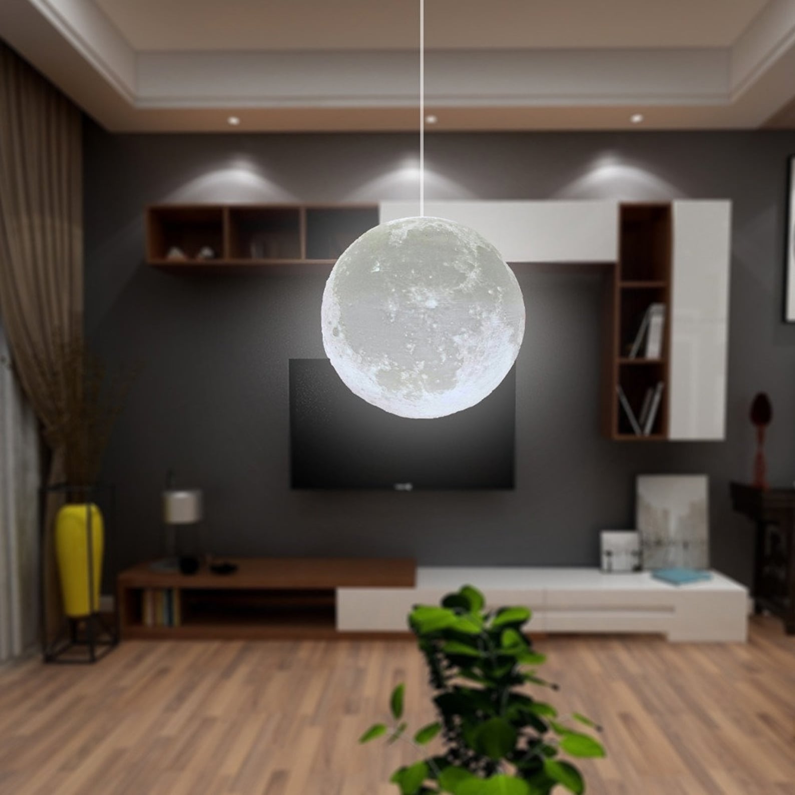 3D Moon Pendant Light Lamp | LED Space Planet Ceiling Light Fixture ...