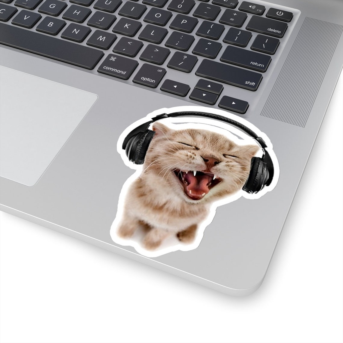 Cat With Headphones Sticker, Radiohead, Cat, Cute Cat Sticker, Gift ...