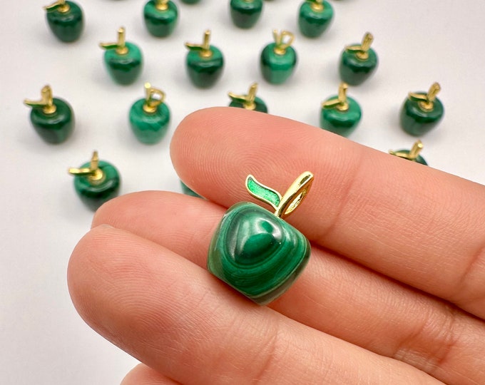 Malachite Mini Apple Pendants - Etsy