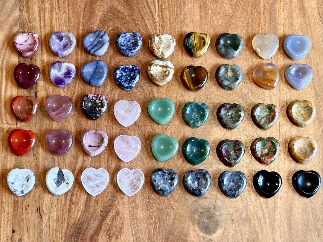Mini Crystal Heart Worry Stones - 1.2” - Etsy