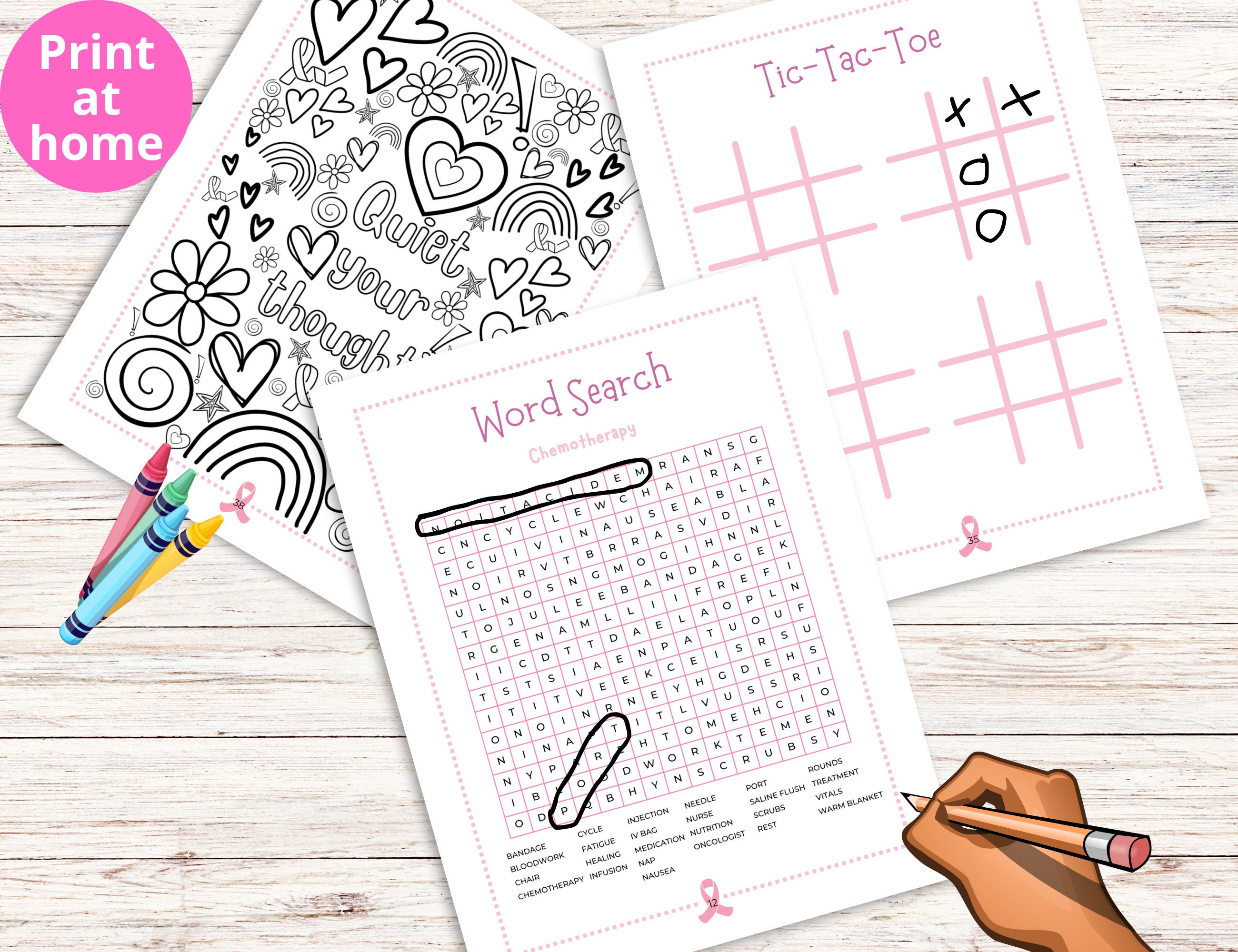 Breast Cancer Activity Game Bundle: Chemotherapy Gift (printable PDF ...