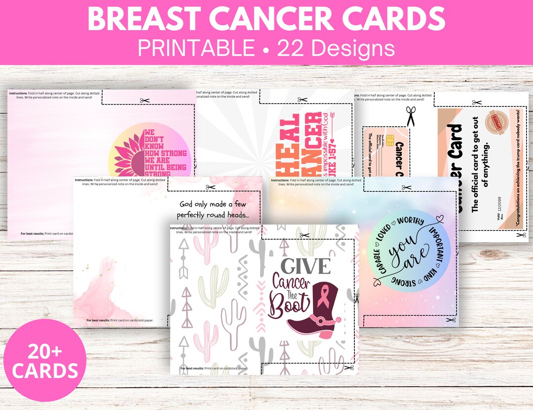 Breast Cancer Cards Printable Cards Breast Cancer Gift Encouraging Card ...