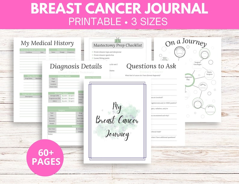 Breast Cancer Journal: 60+ Page Tracker, Organizer (digital Download ...