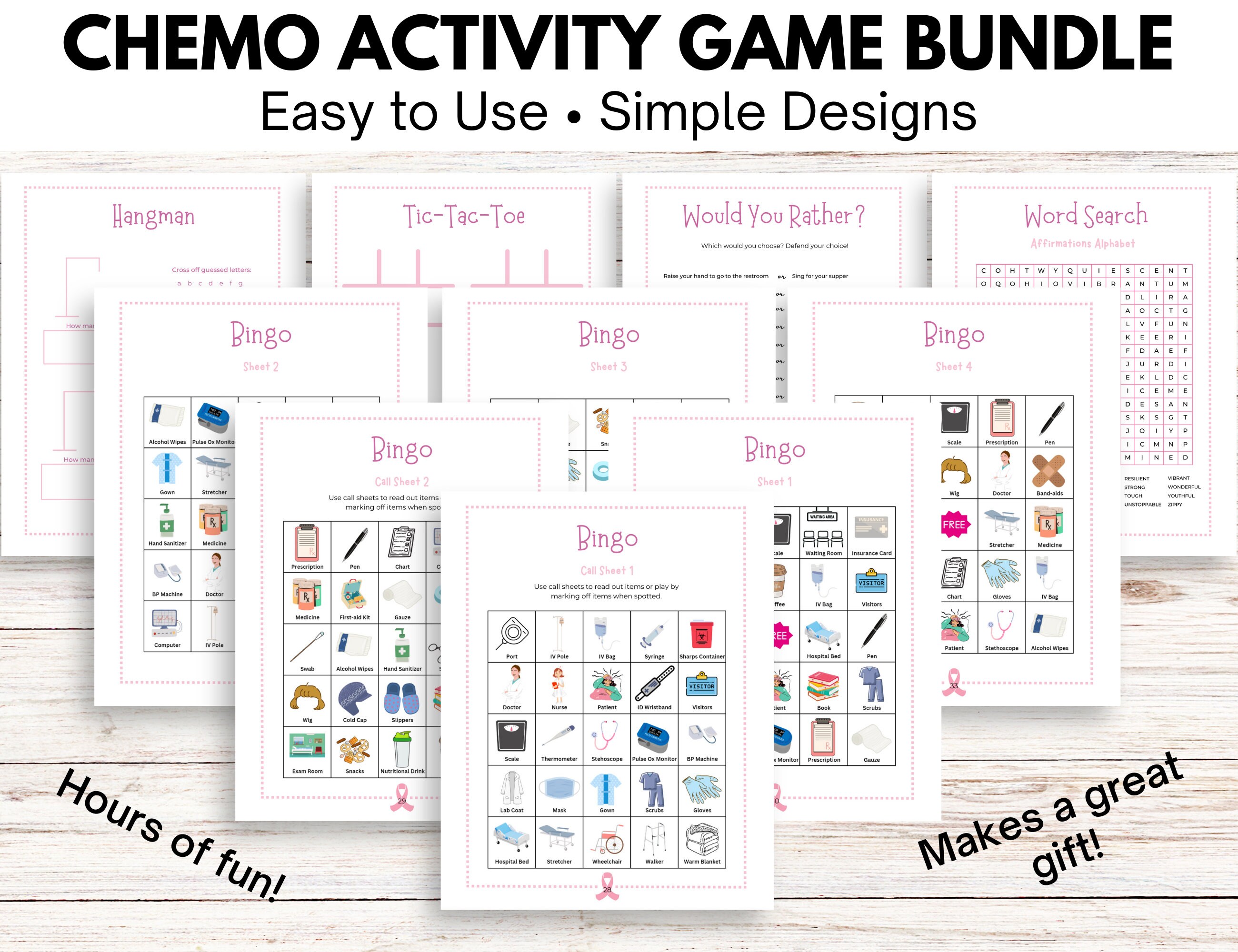 Breast Cancer Activity Game Bundle: Chemotherapy Gift (printable PDF ...