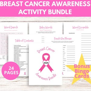 Breast Cancer Awareness Activity Bundle: Games & Puzzles (printable PDF ...