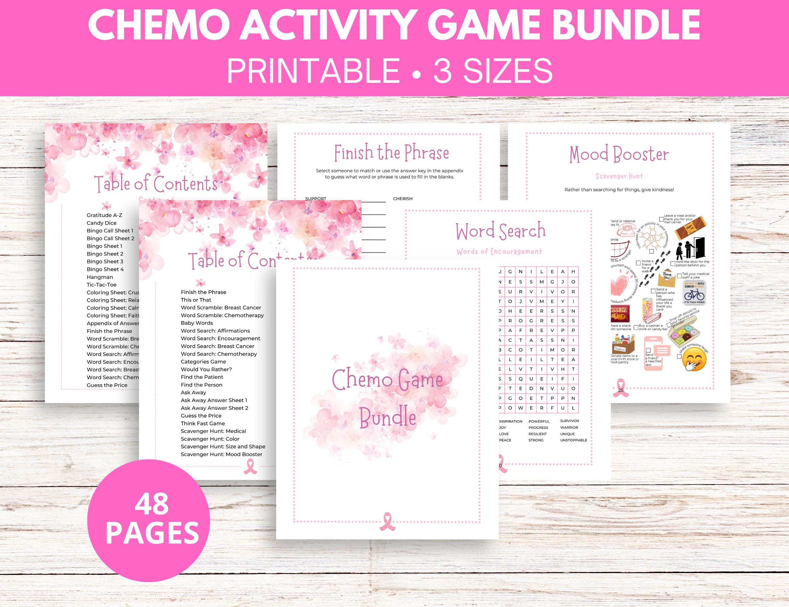 Breast Cancer Activity Game Bundle: Chemotherapy Gift (printable PDF ...