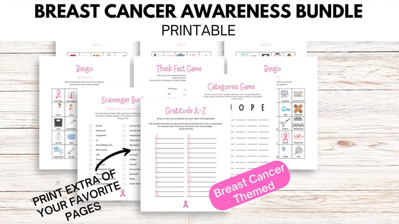 Breast Cancer Awareness Activity Bundle: Games & Puzzles (printable PDF ...