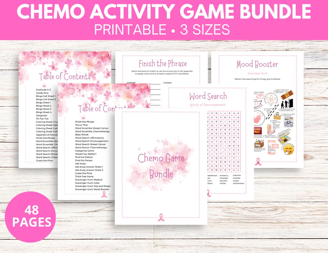 Breast Cancer Activity Game Bundle Printable Breast Cancer Gift ...