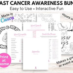 Breast Cancer Awareness Activity Bundle: Games & Puzzles (printable PDF ...