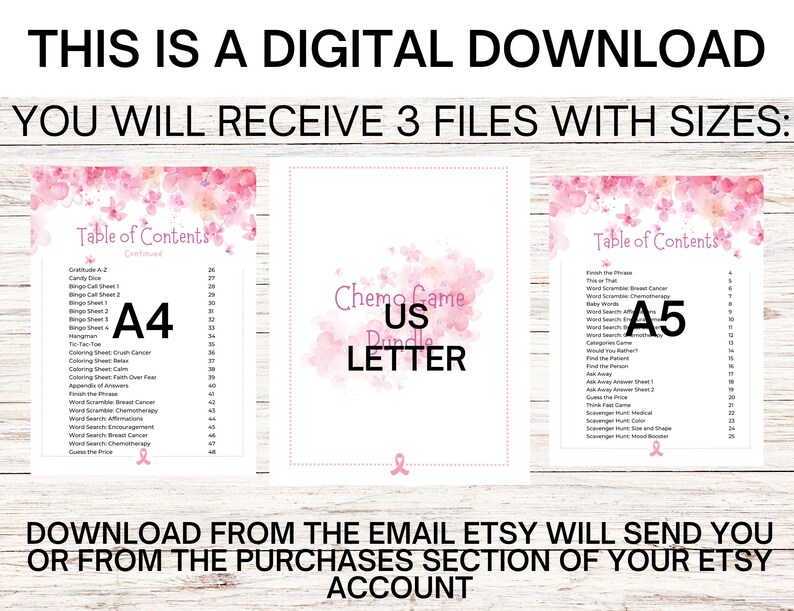 Breast Cancer Activity Game Bundle: Chemotherapy Gift (printable PDF ...