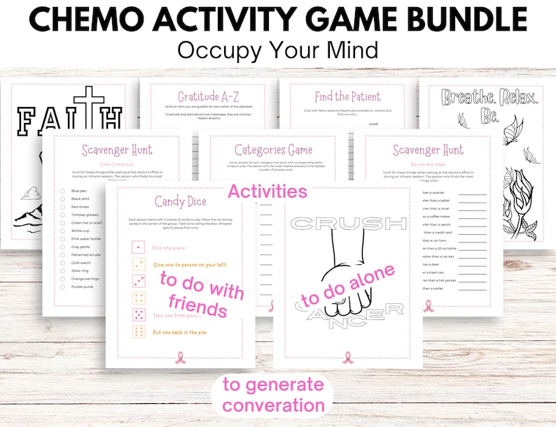 Breast Cancer Activity Game Bundle: Chemotherapy Gift (printable PDF ...