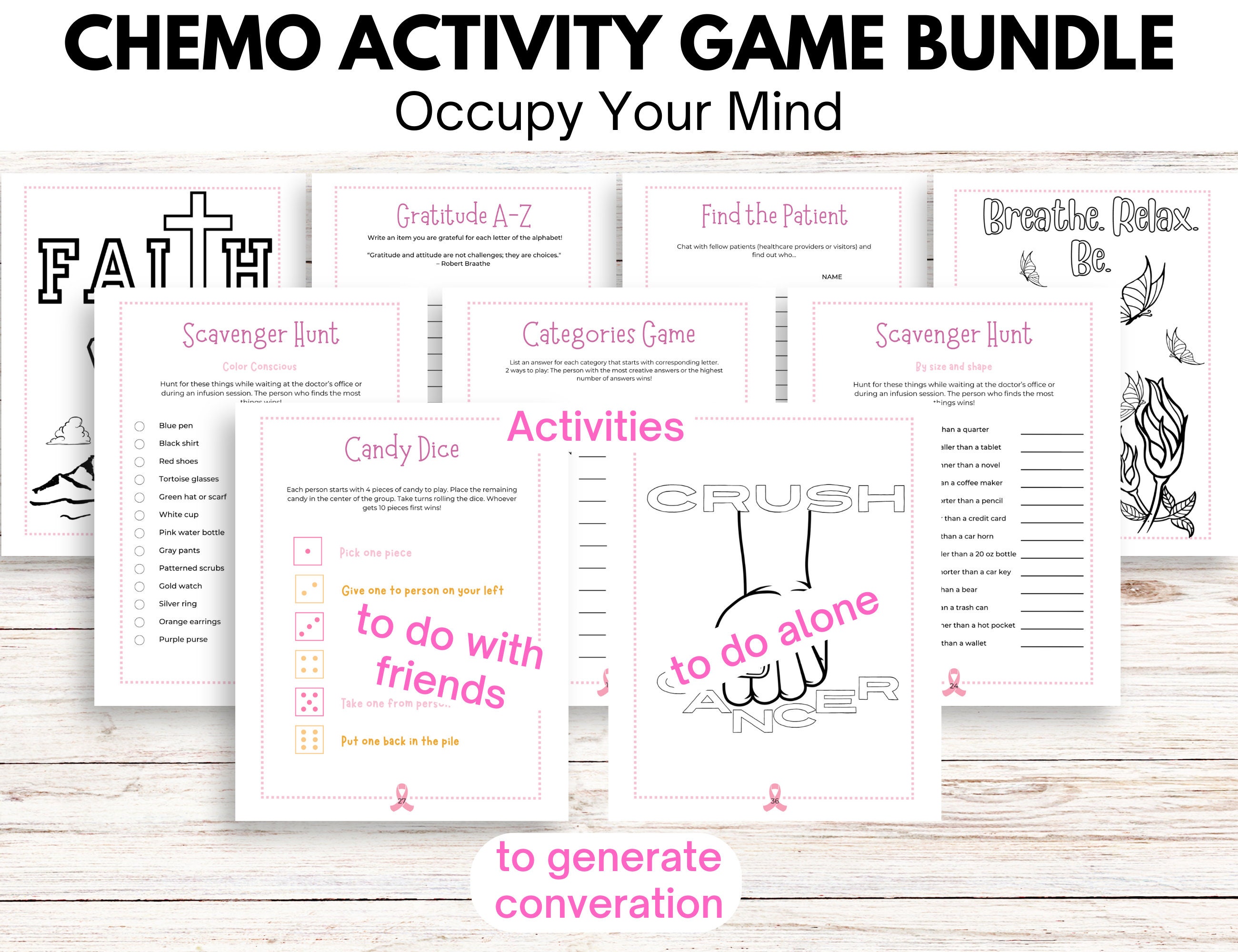 Breast Cancer Activity Game Bundle: Chemotherapy Gift (printable PDF ...